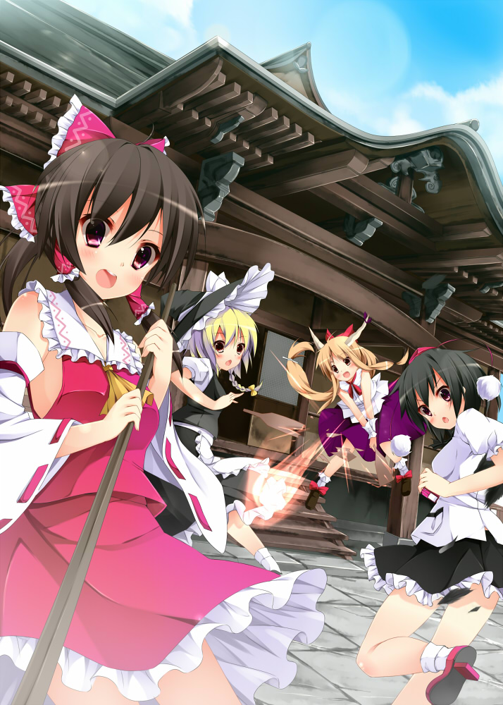 niro touhou hakurei reimu ibuki suika kirisame marisa shameimaru aya horns | #187810 | yande.re